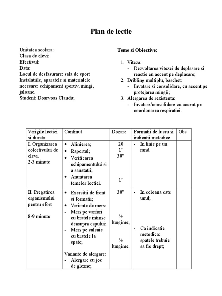 PLan de Lectie I | PDF