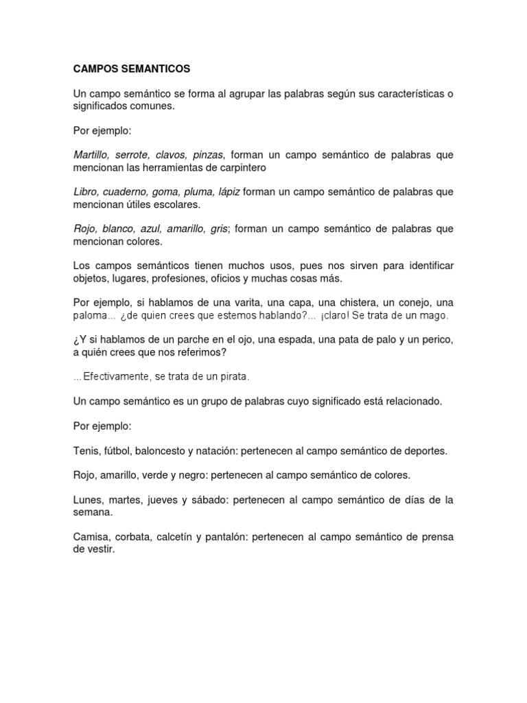 Campo Semantico | PDF | Artes del Lenguaje y Comunicación | Estudios de ...