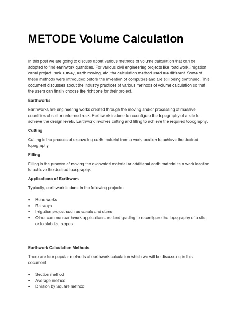 Metode Volume Calculation Pdf