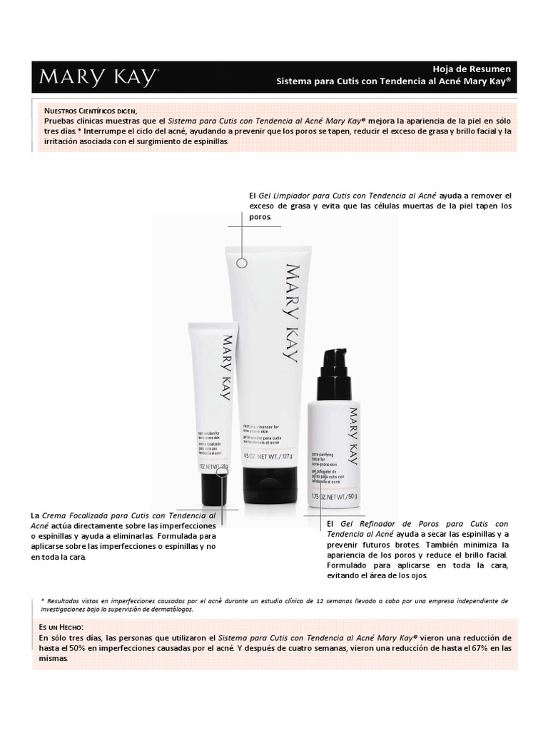 Sistema para Cutis Con Tendencia Al Acne Mary Kay | PDF | Acné común | Tratamiento de salud