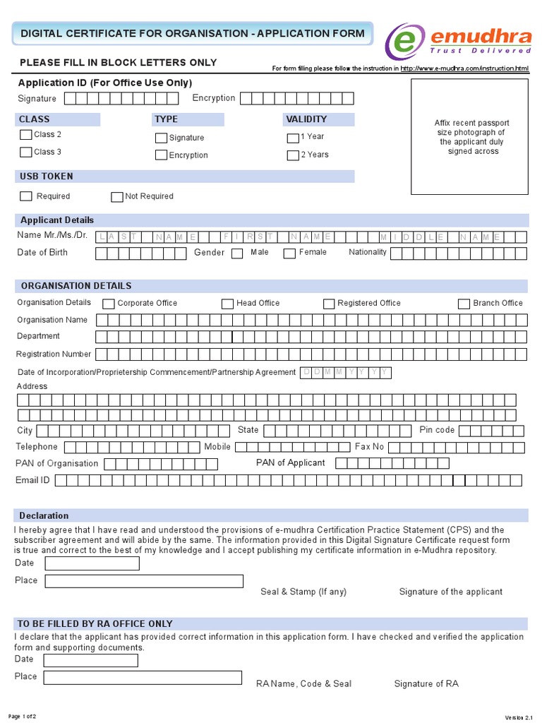 Emudhra Org Ara | PDF | Identity Document | Authentication