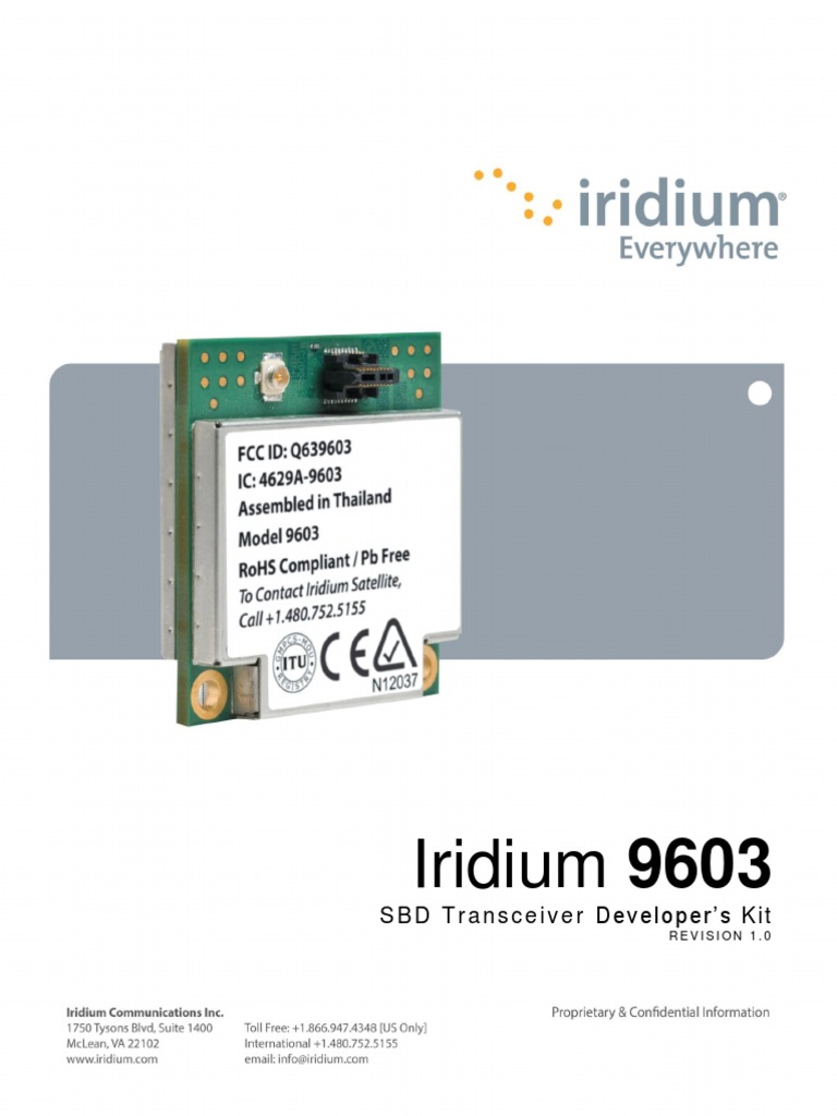 Iridium 9603 Developer's Kit v1.0 | Electrical Connector | Contractual Term