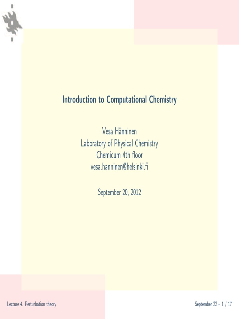 Introduction To Computational Chemistry | PDF | Perturbation Theory (Quantum Mechanics ...