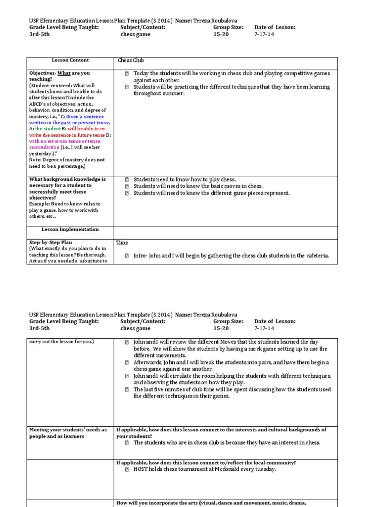 Chess Lesson | PDF | Lesson Plan | Chess