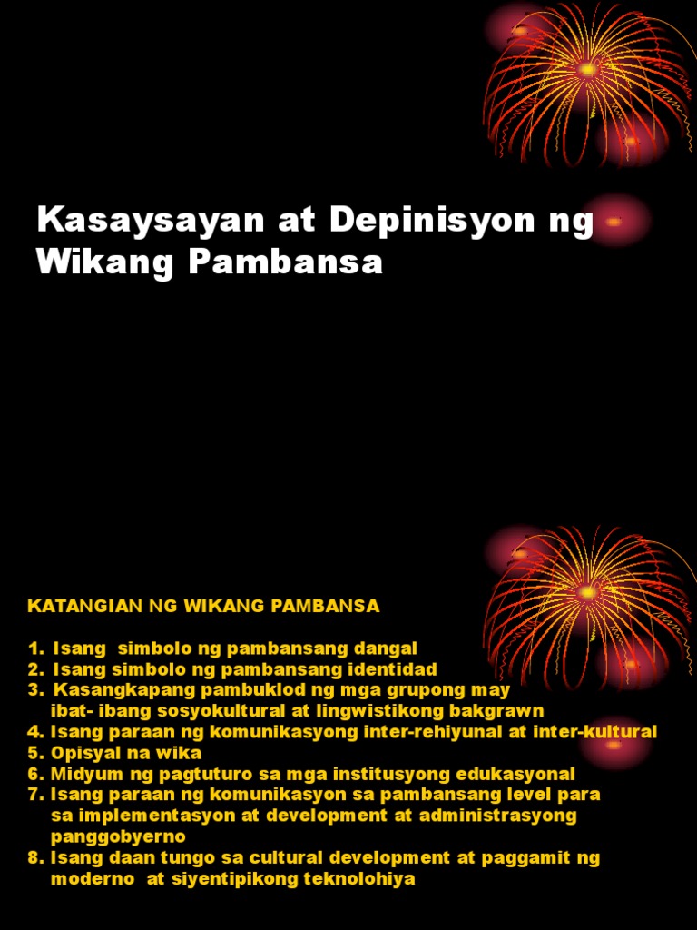 Kasaysayan Ng Wikang Pambansa