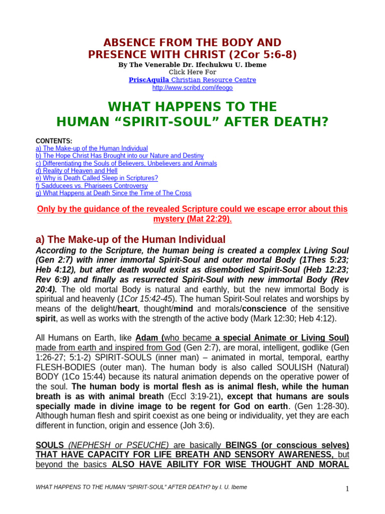 What Happens To The Human "Spirit-Soul" After Death? | PDF | Hell ...