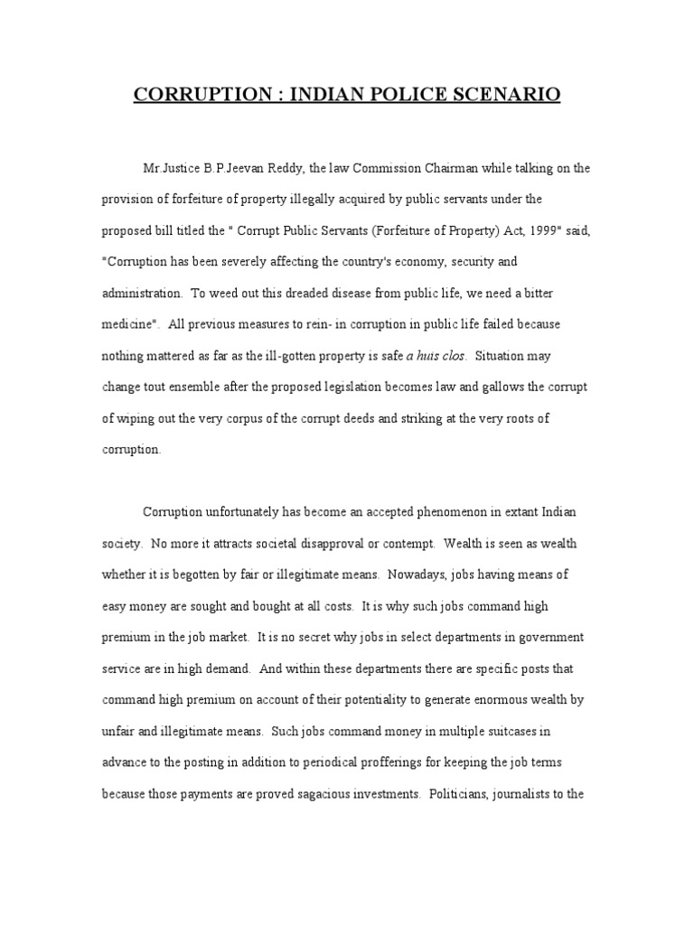 Corruption: Indian Police Scenario | PDF | Corruption | Police