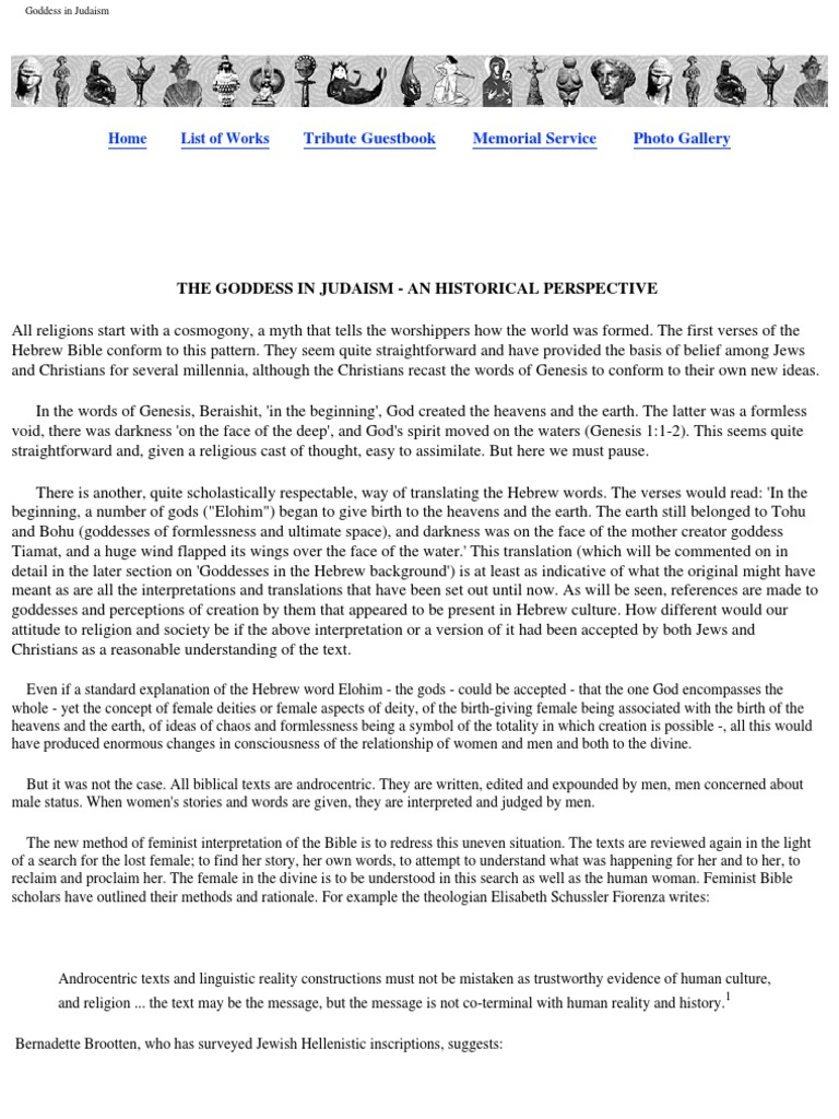 The Goddess in Judaism | PDF | Genesis Creation Narrative | Yahweh