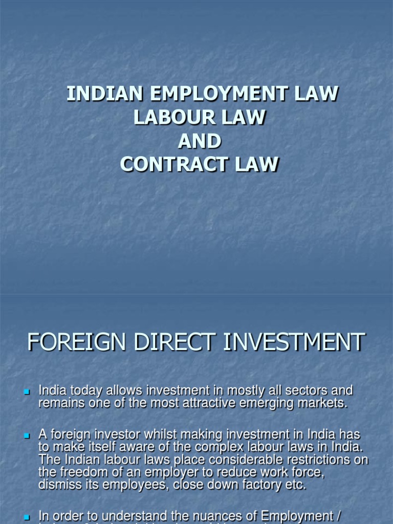 Indian Employment Law Labour Law AND Contract Law | Download Free PDF ...
