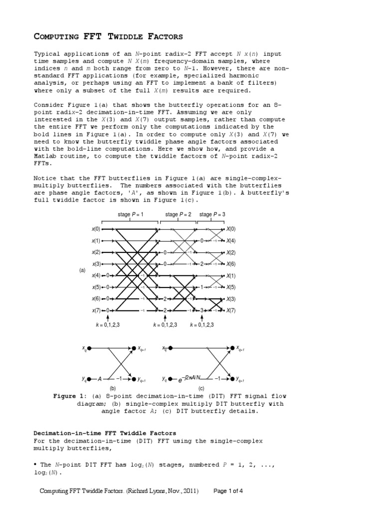 FFT Twiddle Factors Computation Guide | PDF | Fast Fourier Transform ...