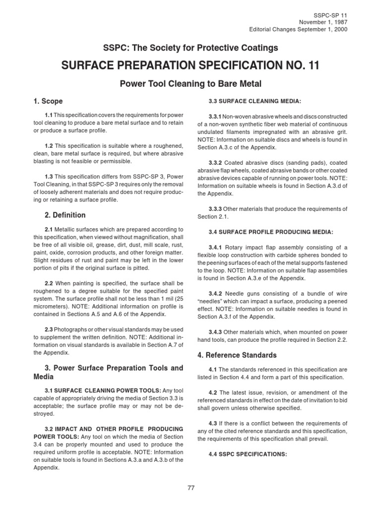 Power Tool Cleaning To Bare Metal | PDF | Abrasive | Specification ...