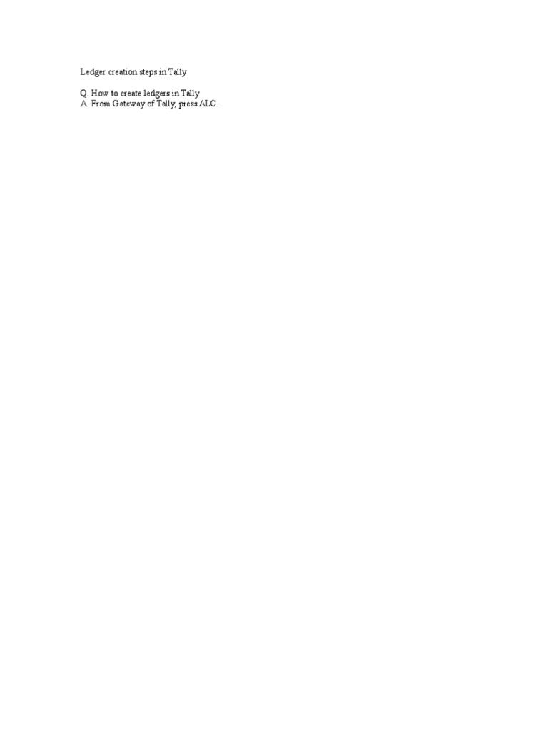 Steps for Ledger Creation in Tally | PDF