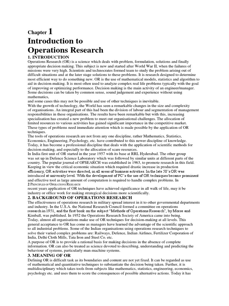 Chapter 1 | Download Free PDF | Operations Research | Mathematical ...