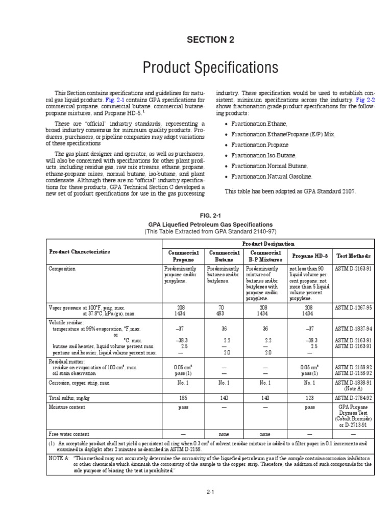 M02 - Product Specification | PDF | Propane | Liquefied Petroleum Gas