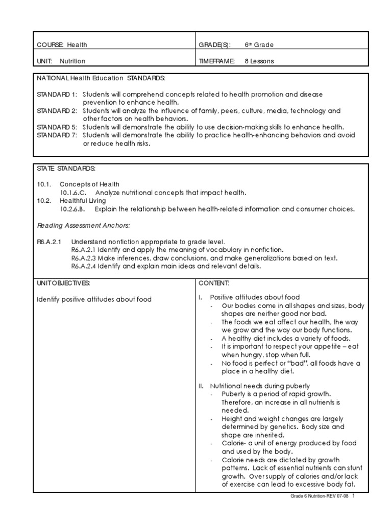 Grade 6 Nutrition | PDF | Nutrition | Diet & Nutrition