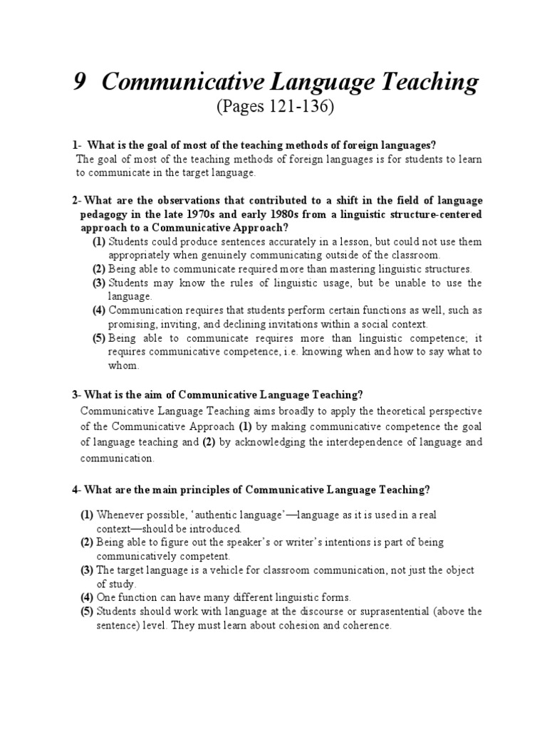 Chapter Five Communicative Language Teaching | PDF | Language Education ...