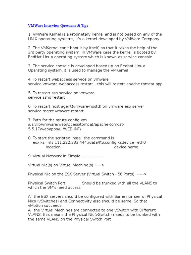 VMWare Interview Questions & Tips | PDF