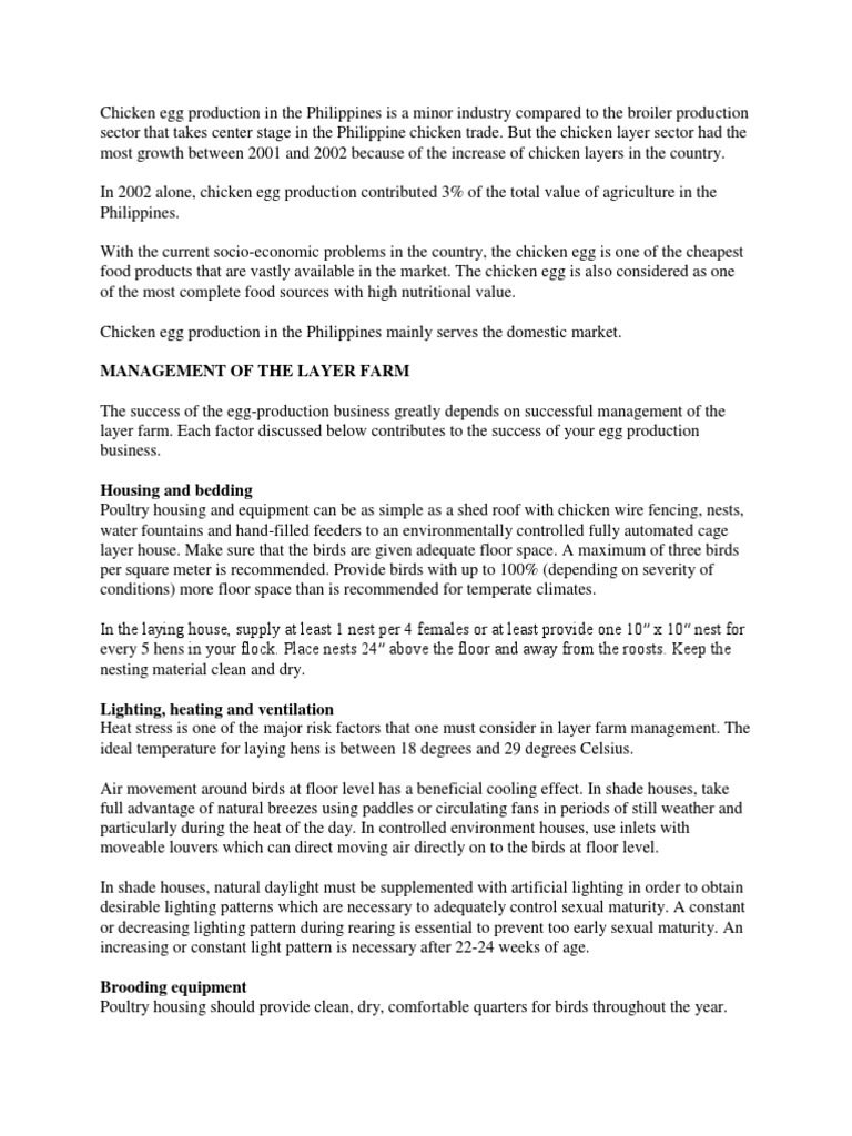 Layer Production | PDF | Chicken | Egg As Food