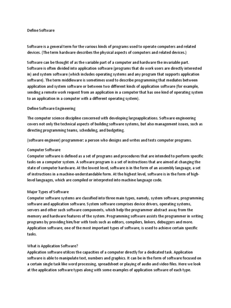 Define Software | PDF | Computer Program | Programming