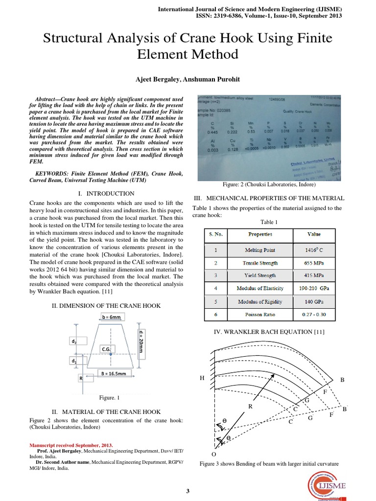 Crane Hook Structural Analysis Using FEM | PDF | Deformation (Mechanics ...