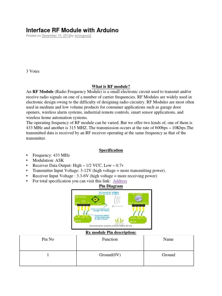 Interface RF Module | PDF | Telecommunications Engineering | Computer ...