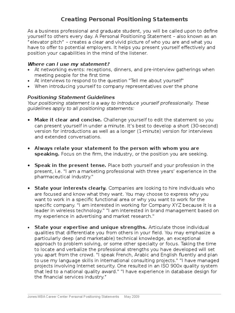 Personal Positioning | PDF | Leadership | Communication