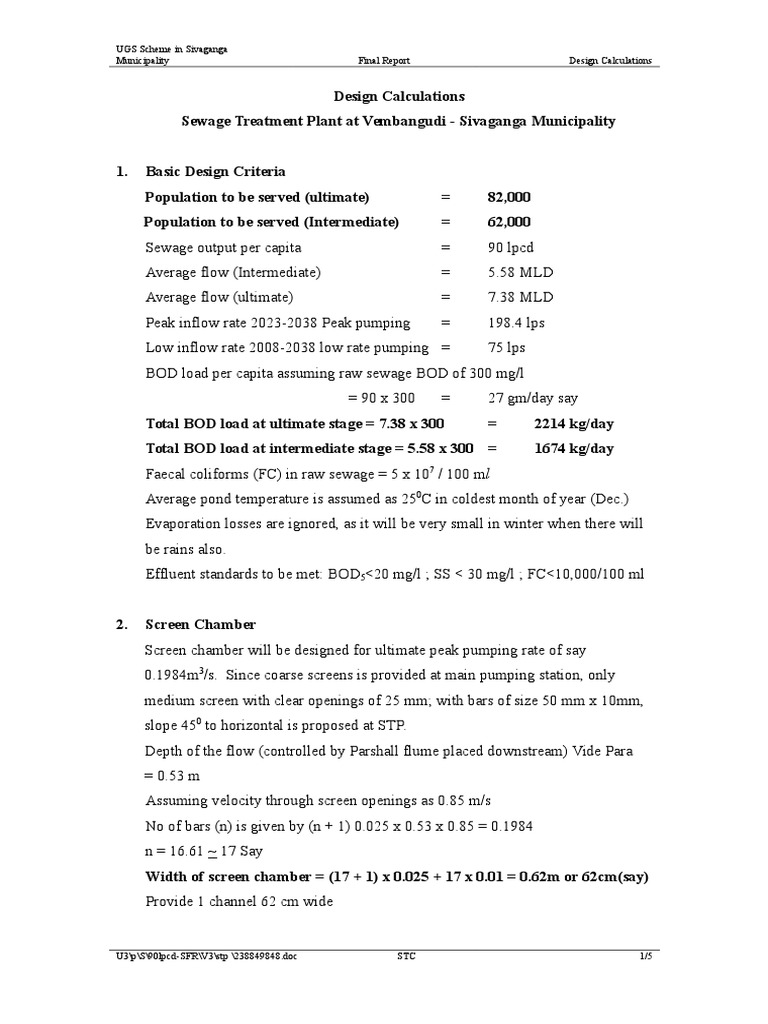STP Design | PDF | Environmental Engineering | Chemical Engineering