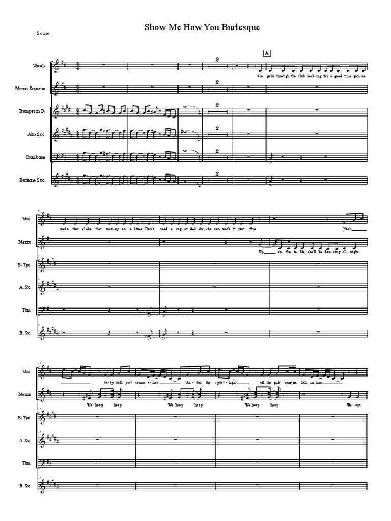Show Me How You Burlesque | PDF | Saxophone | Popular Music