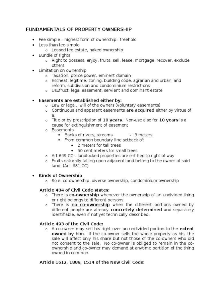Fundamentals of Property Ownership | PDF | Easement | Geography