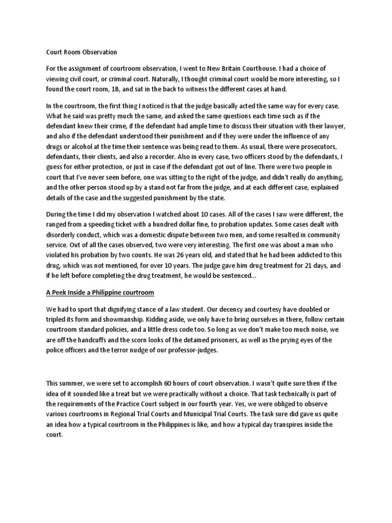 Court Room Observation | PDF | Courtroom | Criminal Justice