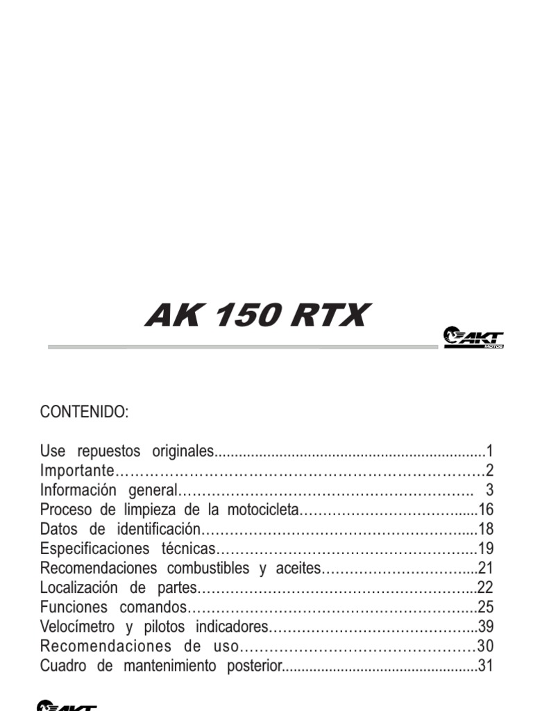 Manual RTX - 150 | PDF | Motocicleta | Tanques