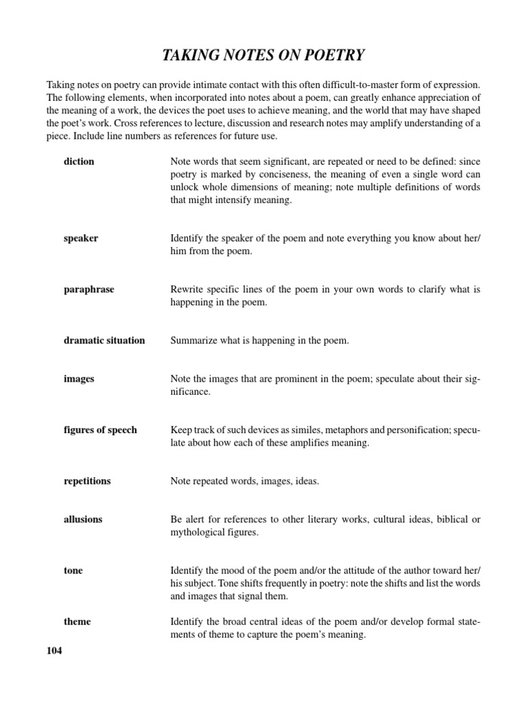 Taking Notes On Poetry | PDF | Poetry | Semiotics