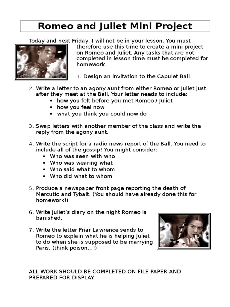 Romeo and Juliet Mini Project | PDF