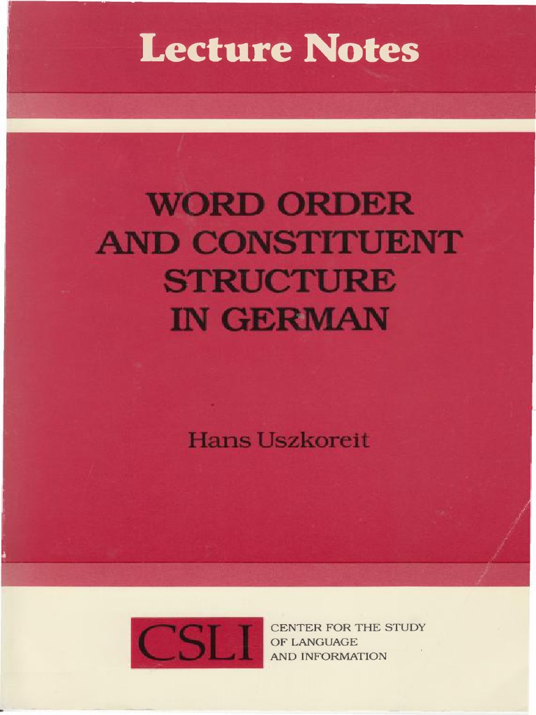 Word Order and Constituent Structure in German | PDF | Clause | Syntax