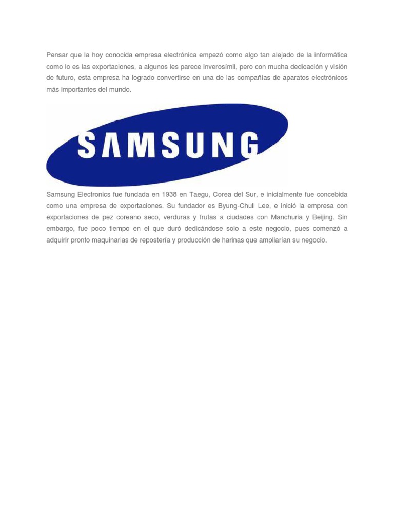 Historia de Samsung | PDF | Samsung | Samsung Electronics