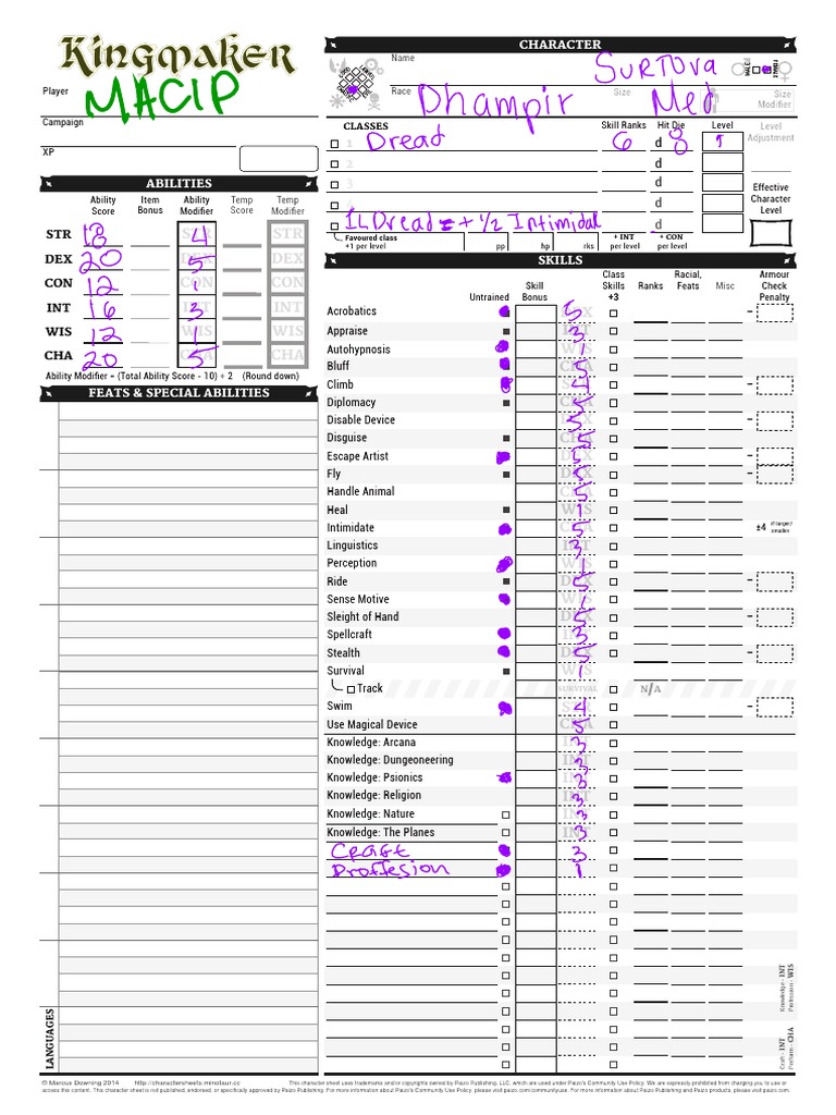 Dread Sheet | PDF | Leisure