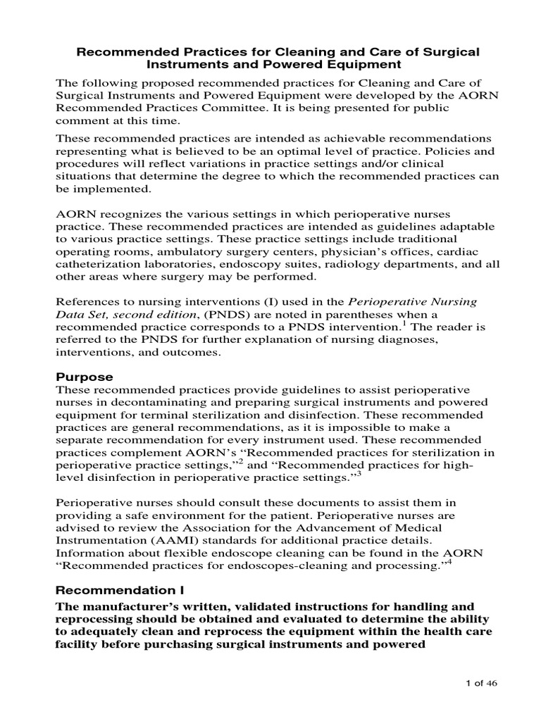 Surgical Instrument Cleaning Guidelines | PDF | Sterilization ...