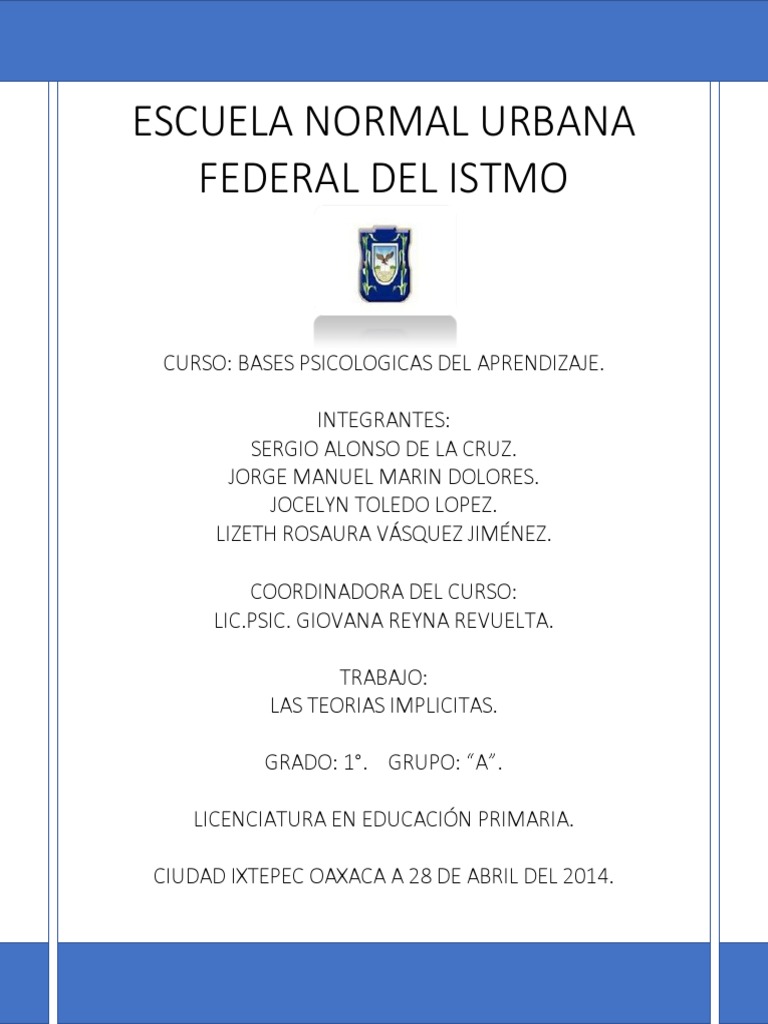 Teorias Implicitas E1 | PDF | Constructivismo (filosofía de la educación) | Motivación