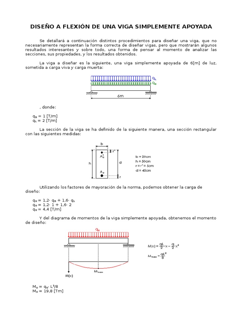 Diseño de Viga Simplemente Apoyada | PDF | Acero | Ecuaciones