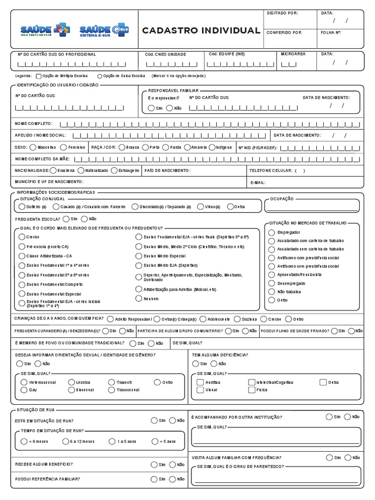 Ficha Cadastro Individual | PDF | AVC | Especialidades médicas