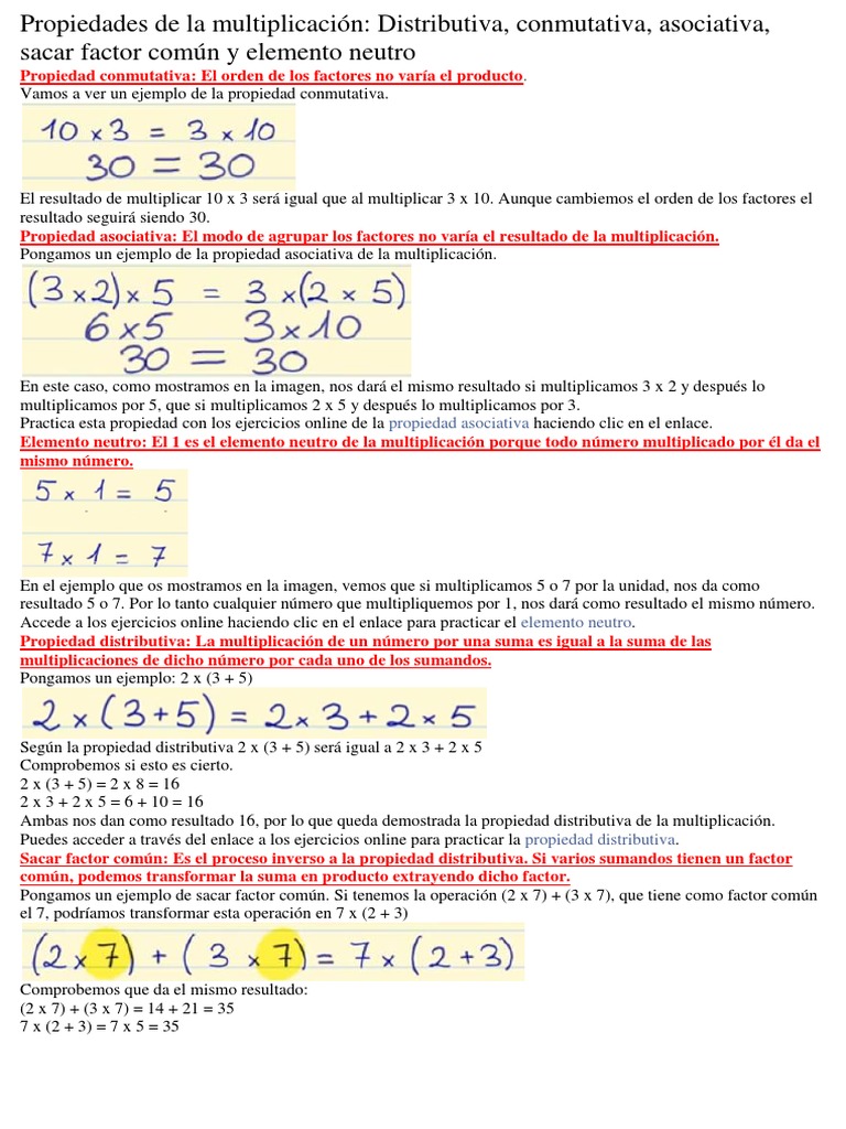 Propiedades de la Multiplicación Explicadas | PDF