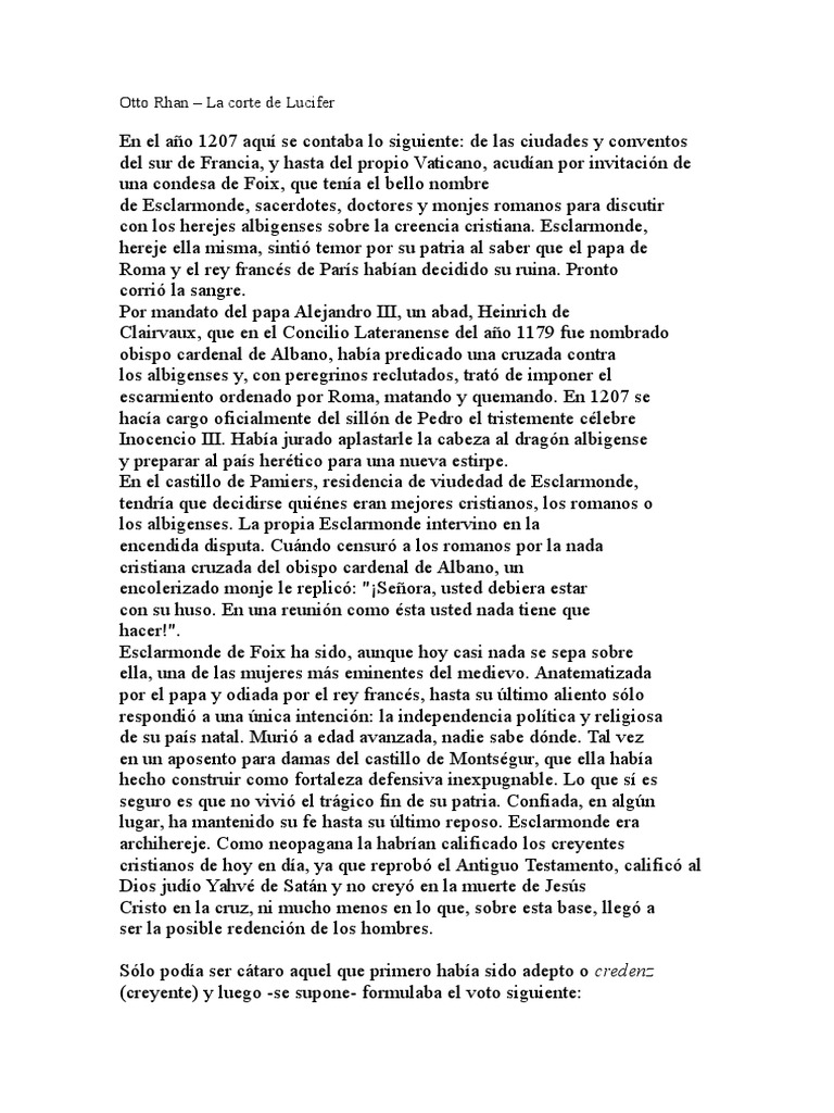 Selecciones - La Corte de Lucifer - Otto Rhan | PDF | Religión y creencia
