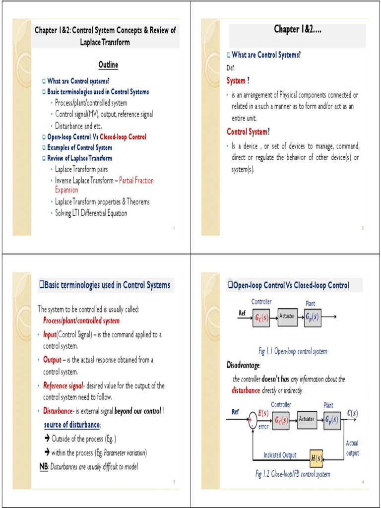 Control Systems and Laplace Transform Review | PDF | Control Theory ...