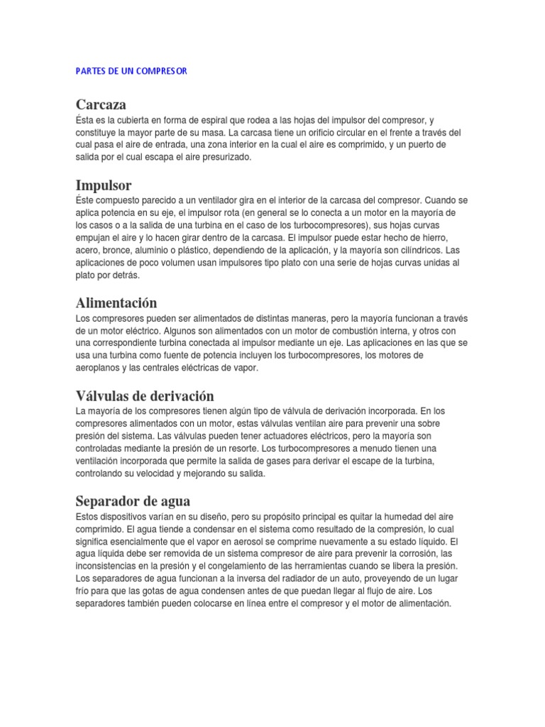 Partes de Un Compresor | PDF | Compresor de gas | Turbocompresor