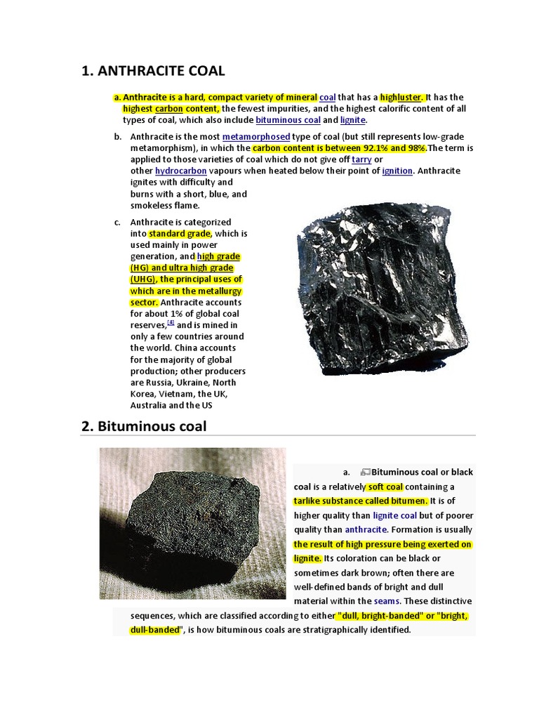 Types of Coal | PDF | Lignite | Anthracite