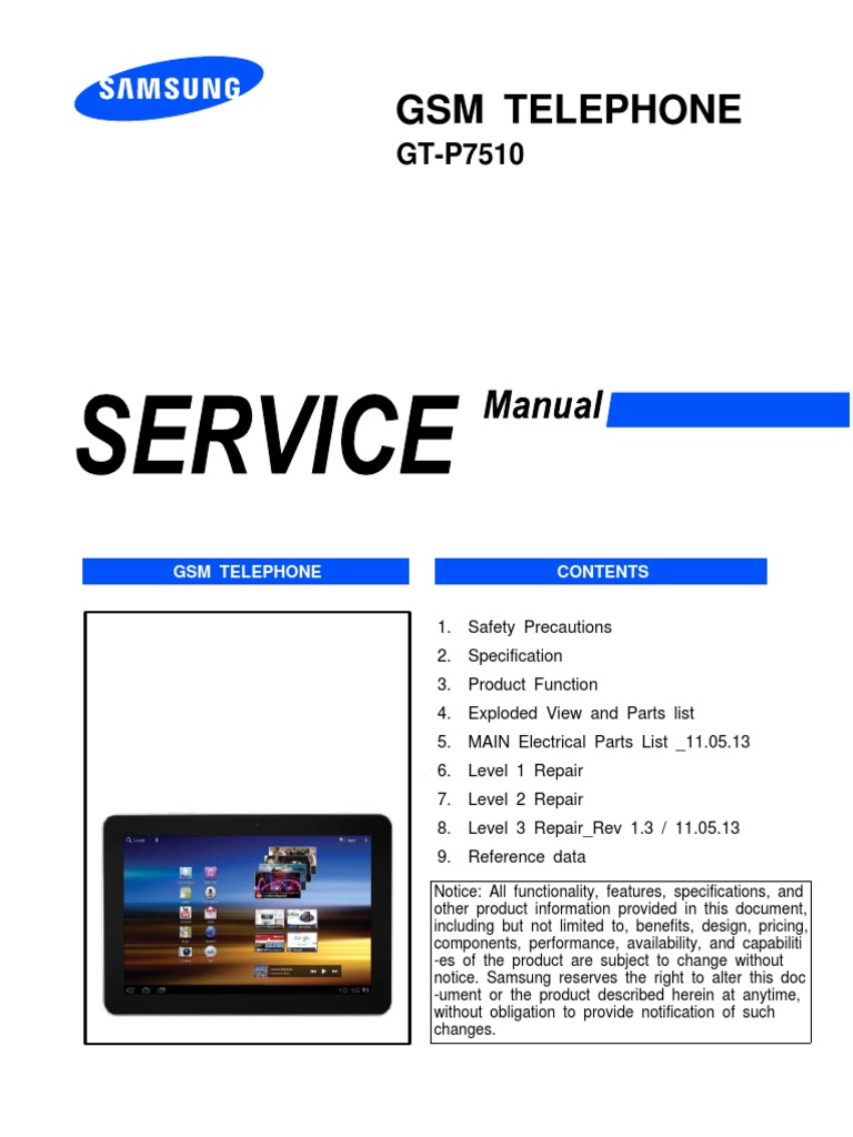 Samsung Gt-p7510 Service Manual r1.0 | PDF | Electrostatic Discharge | Electronics