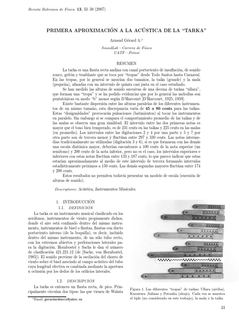 Acústica de La Tarka | PDF | Cent (Música) | Escala (música)