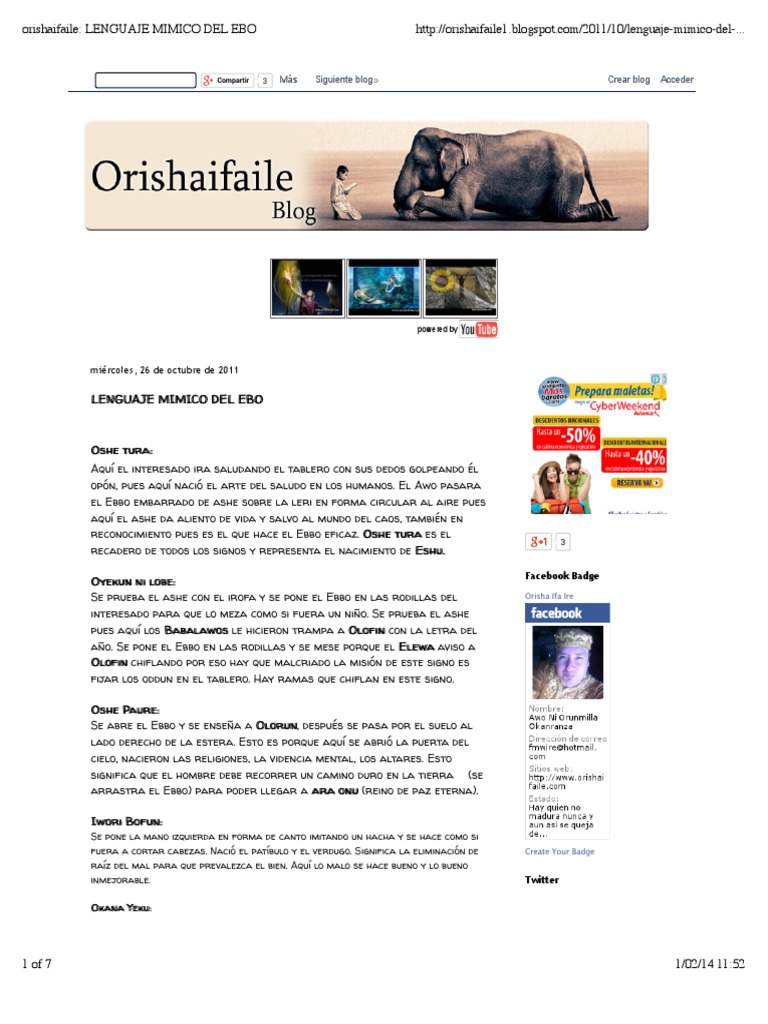 Lenguaje Mimico Del Ebo-Ifa | PDF | Religión y creencia