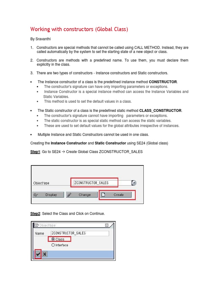 An In Depth Explanation Of Constructors In Abap Objects Pdf Constructor Object Oriented