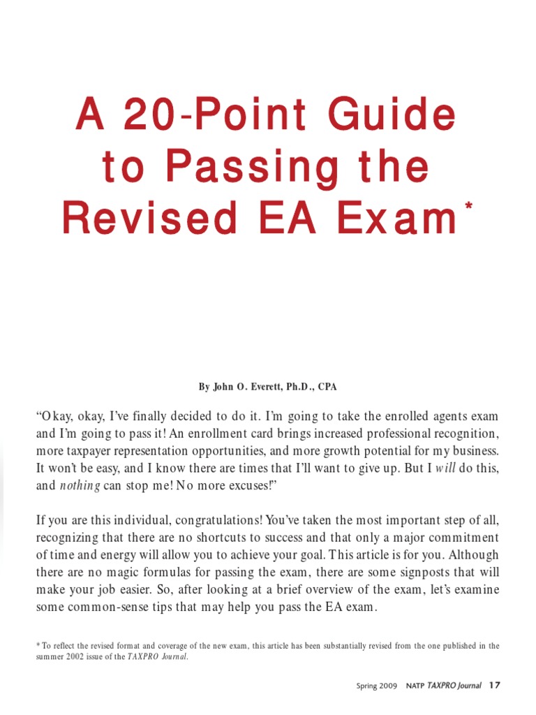 A 20 Point Guide To Passing The Revised Ea Exam | PDF | Taxation In The ...